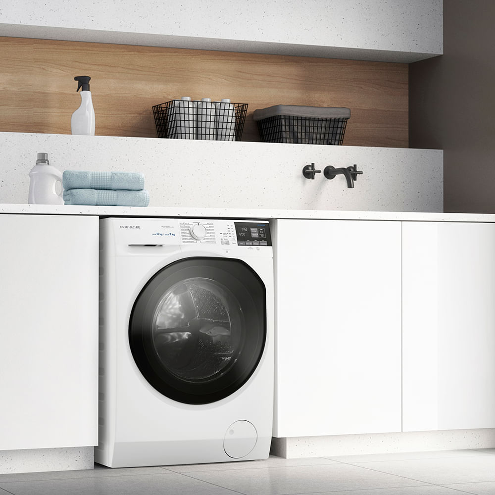 Combo Lavasecadora Frigidaire 11Kg/7Kg Perfect Care Blanca + Aspiradora ...